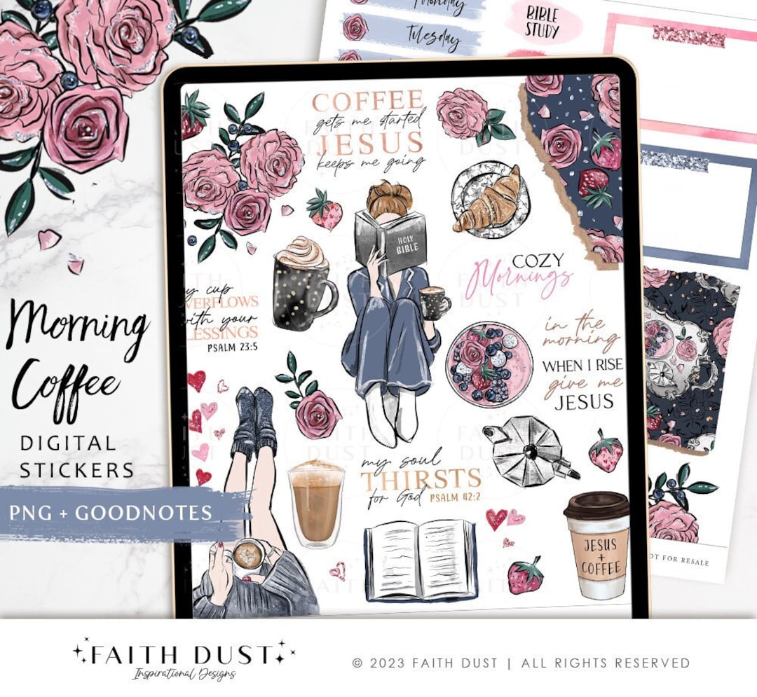 Coffee Digital Stickers Christian Goodnotes Stickers Bible Journaling ...
