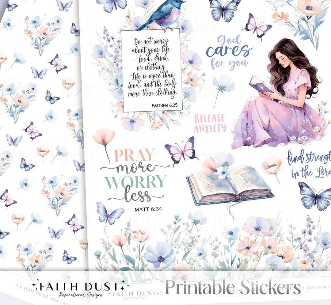 Don't Worry Printable Stickers, Bible Journaling Stickers, Bible ...