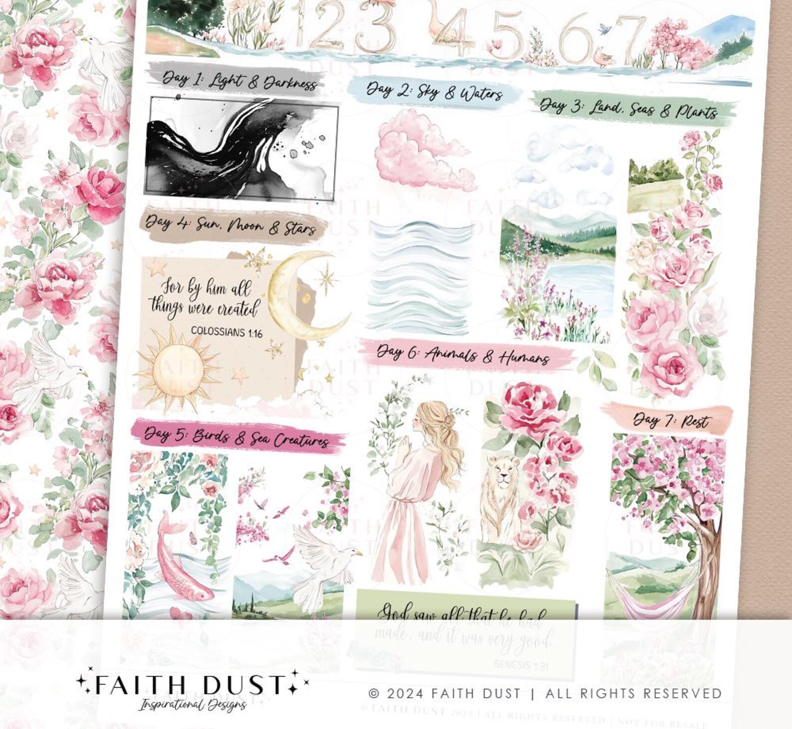 Creation Genesis Printable Stickers: Bible Journaling, Scrapbooking ...