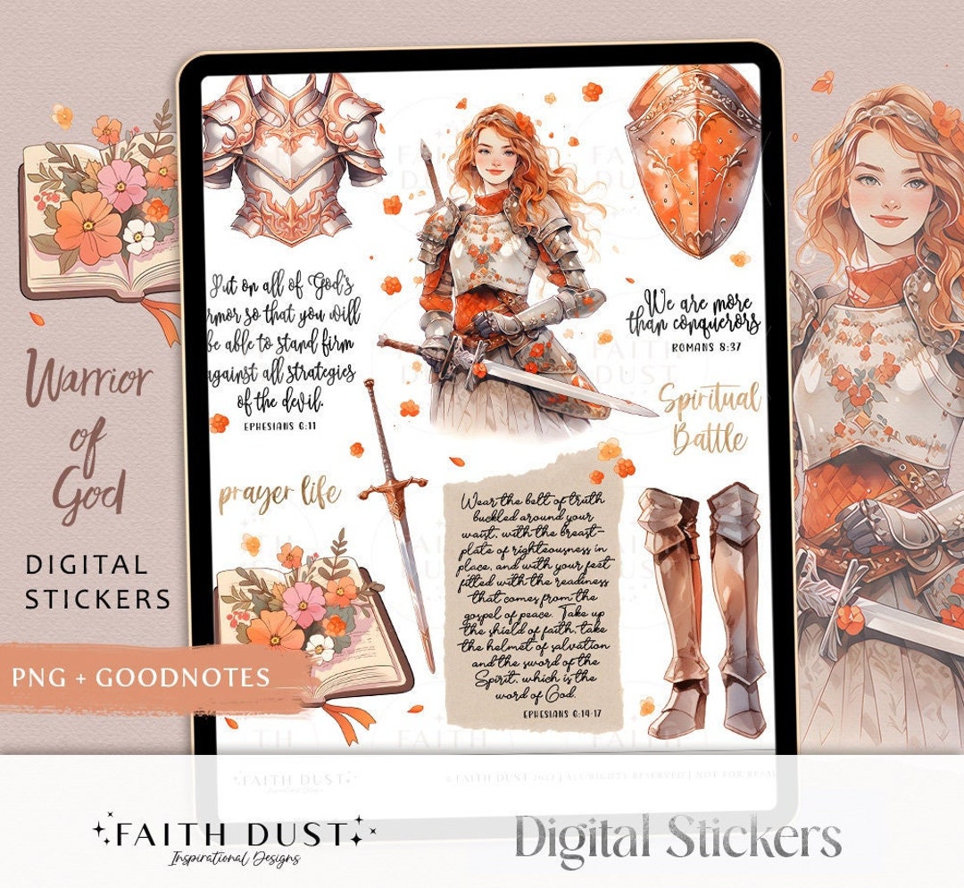 Warrior of God Digital Stickers | Christian Goodnotes Stickers | Bible ...