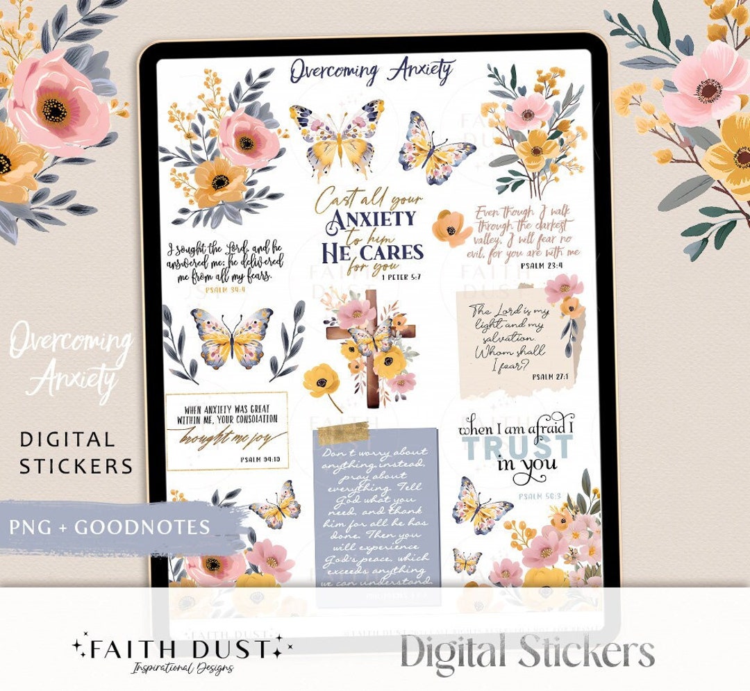 Overcoming Anxiety Digital Goodnotes Stickers | Devotional Bible ...
