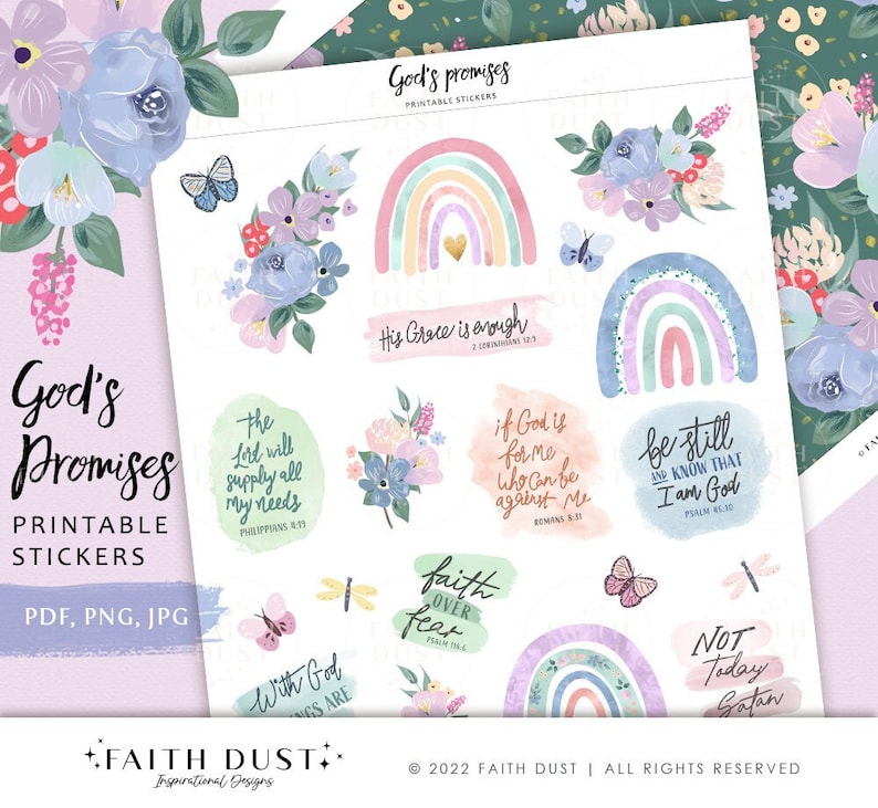 Faith Printable Stickers Bible Journaling God's Promises - Etsy