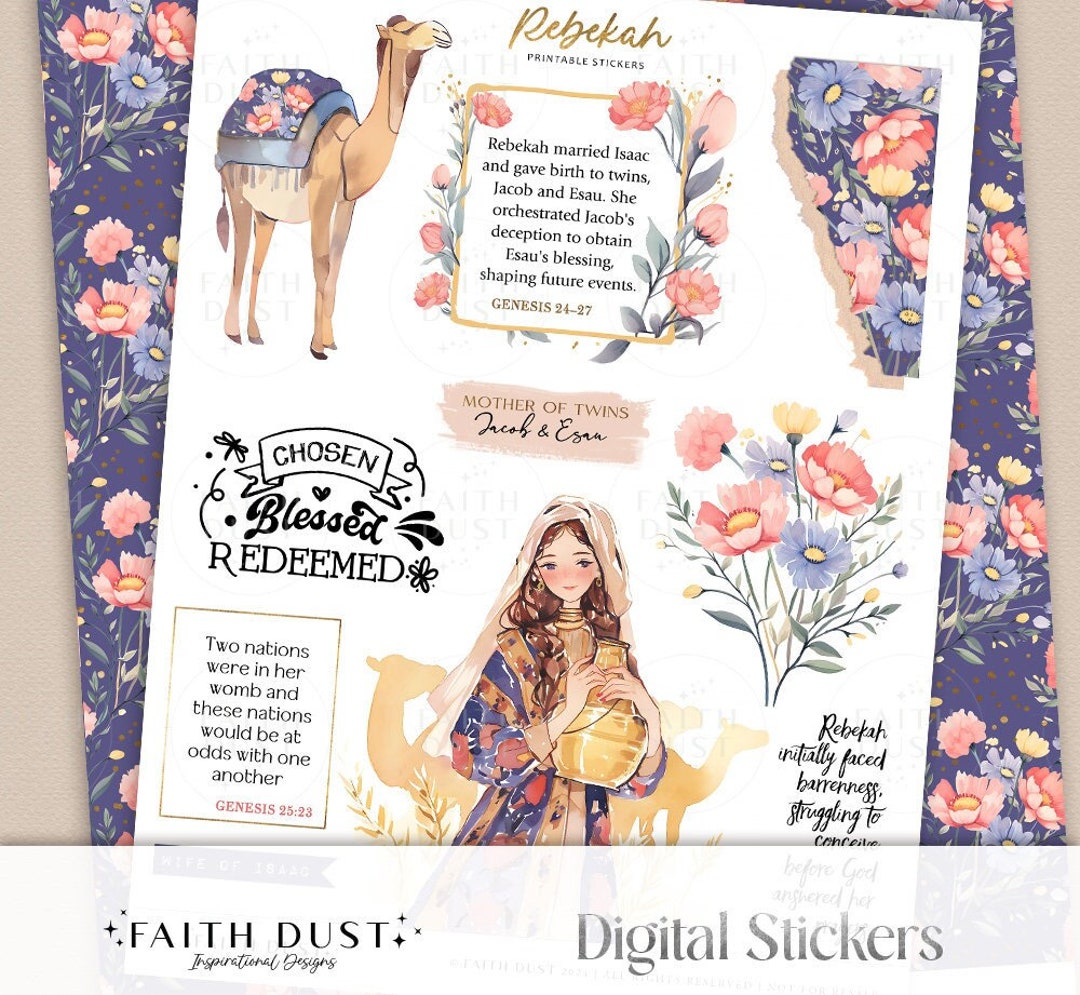 Rebekah Printable Bible Journaling Stickers: Women of the Bible, Faith ...