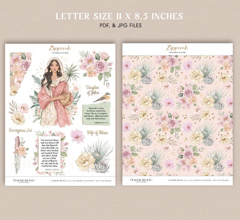 Zipporah Printable Bible Journaling Stickers: Wife of Moses, Women of ...