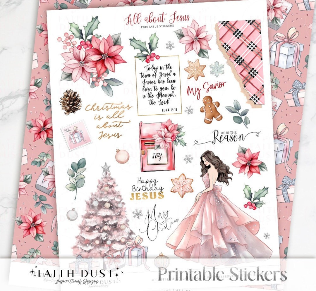 Christmas Printable Stickers | Jesus Bible Study Stickers, Christian ...