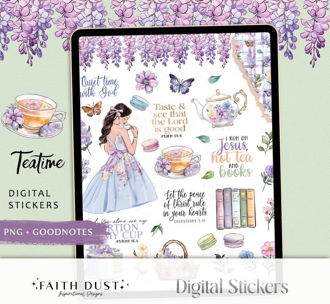 Teatime With God Digital Stickers | Goodnotes Stickers Bible Journaling ...