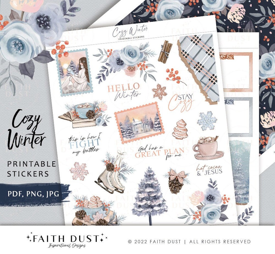 Cozy Winter Printable Faith Stickers: Bible Journaling, Christian ...