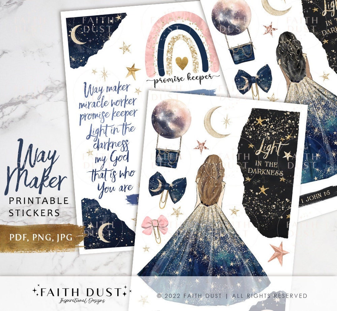 Waymaker Printable Bible Journaling Stickers: Galaxy, Moon for ...
