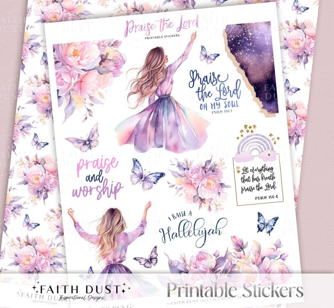 Praise the Lord Printable Stickers: Worship, Printable Christian ...