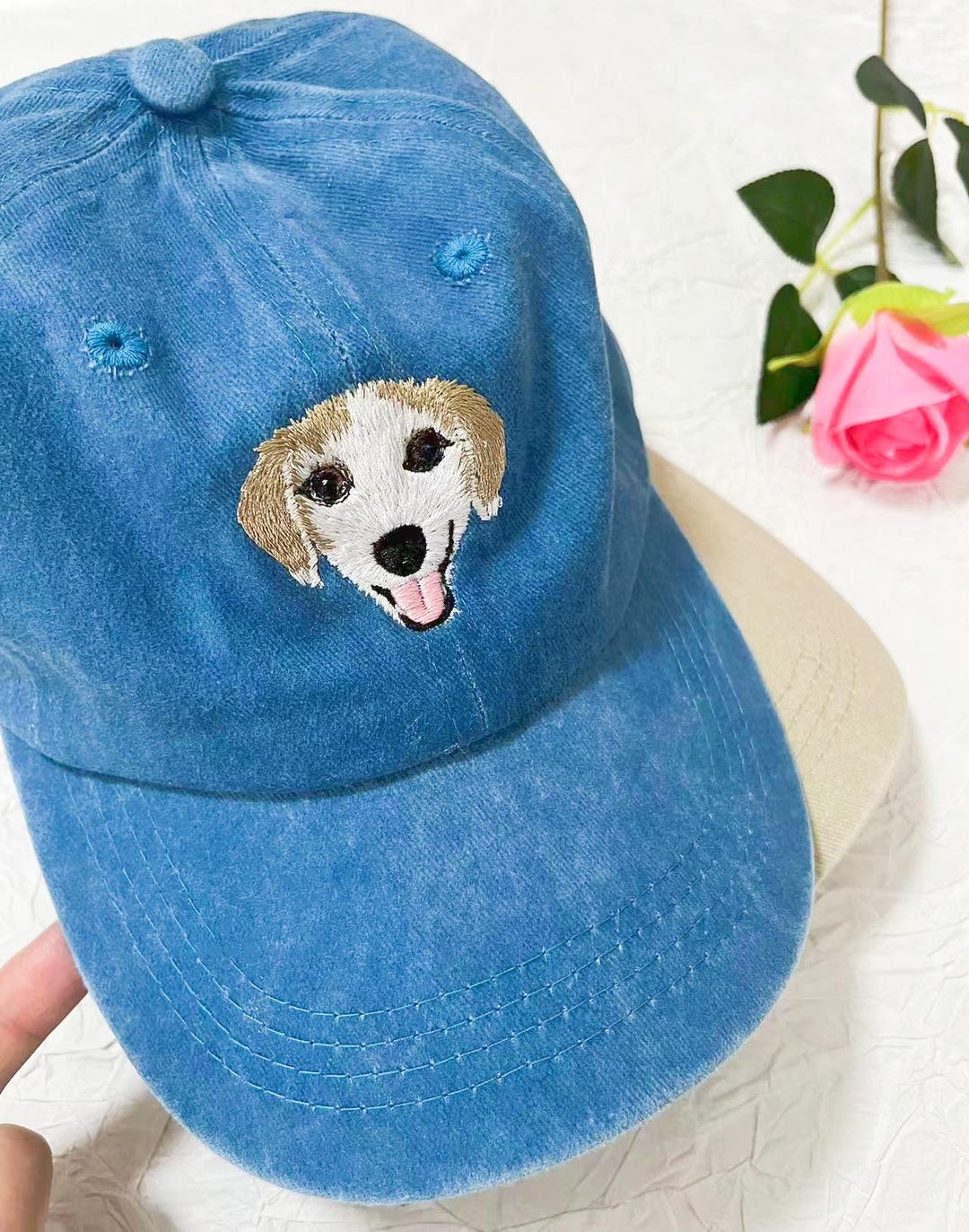 Custom Embroidered Pet Hat With Photo, Personalized Dog Dad Hat, Custom ...