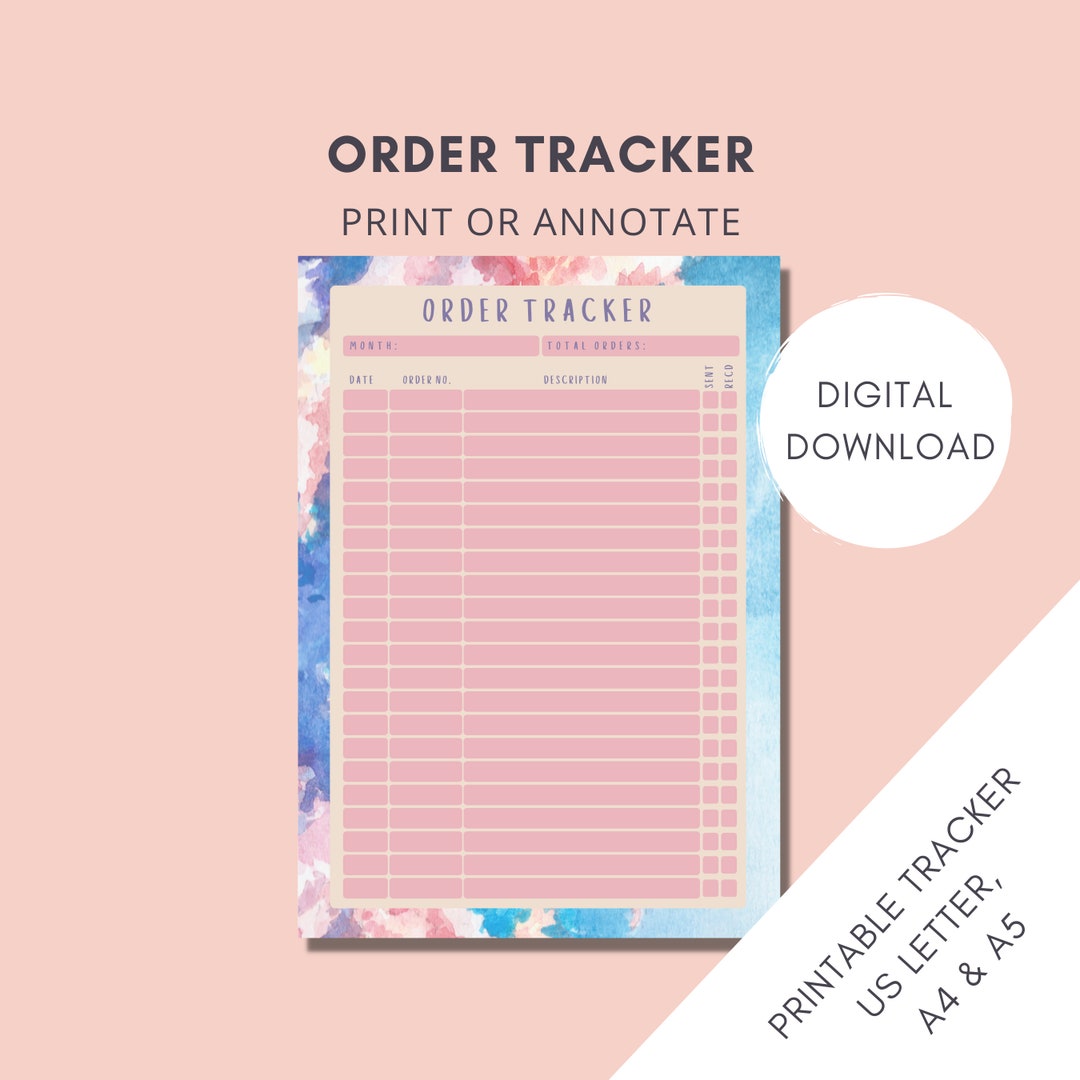 Order Tracker Etsy Shop Tracker Printable Template Online Sales Log ...