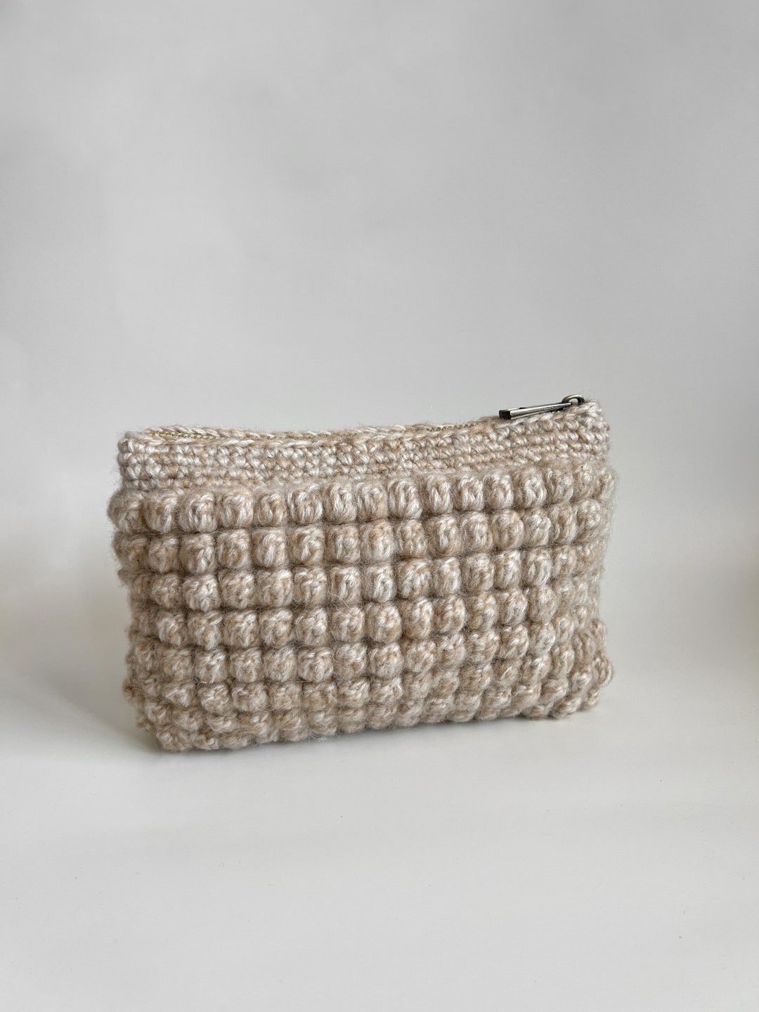 Crochet Makeup Bag Knitted Clutch Bag Crochet Bobble Bag - Etsy