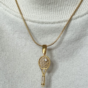Tennis Racket Necklace, Gold Tennis Raquet Necklace, Sports Lover Gift ...