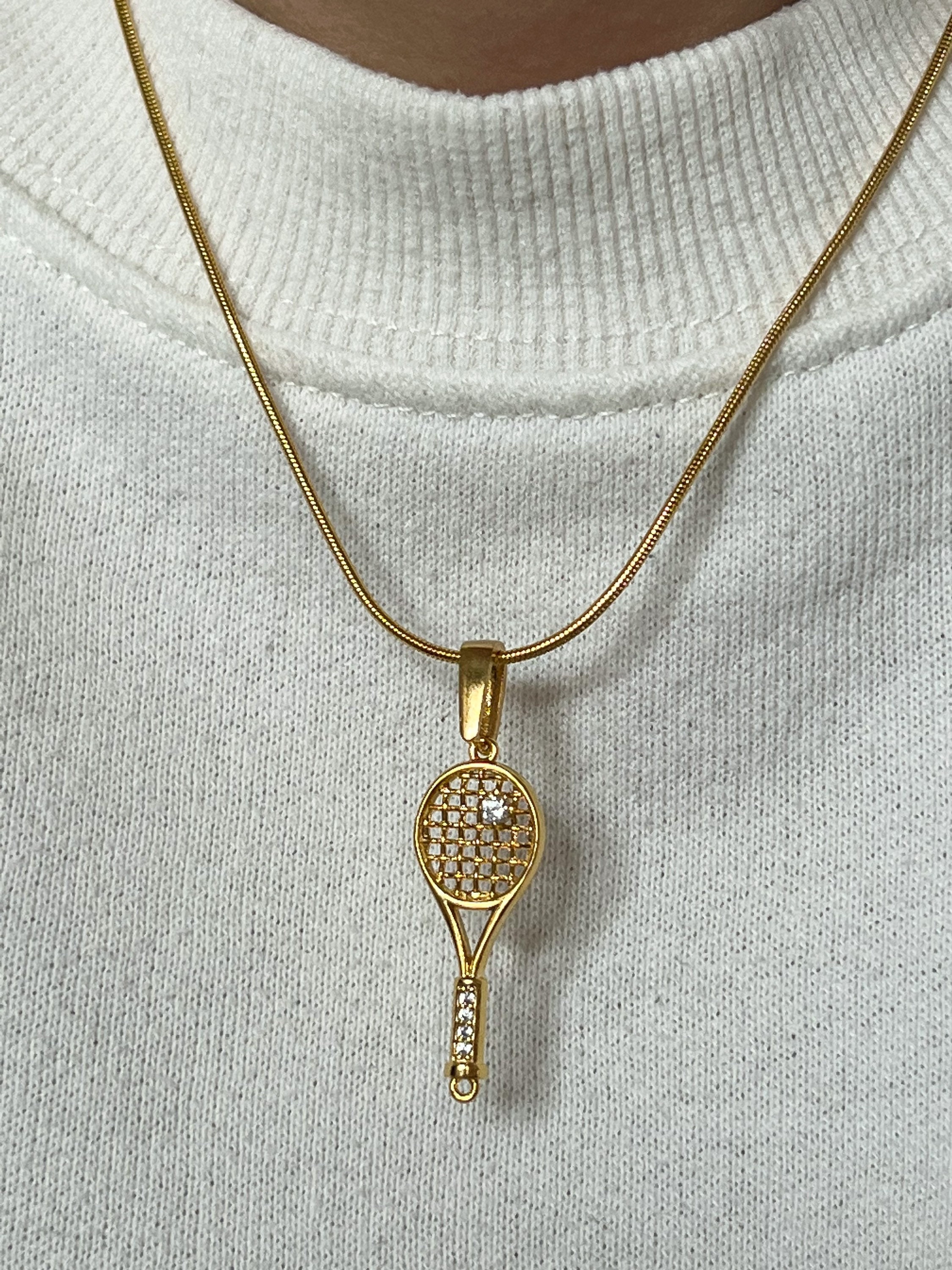 Tennis Racket Necklace, Gold Tennis Raquet Necklace, Sports Lover Gift ...