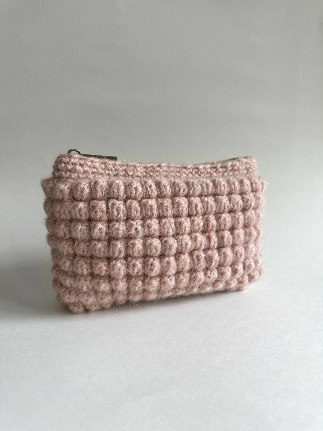 Crochet Makeup Bag, Knitted Clutch Bag, Crochet Bobble Bag, Handmade ...