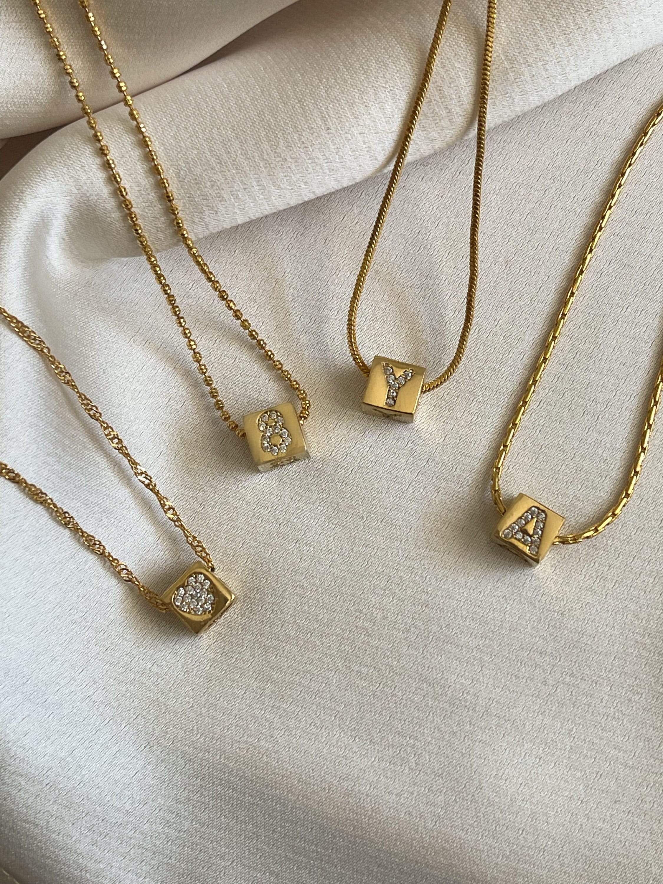 Block Letter Necklace, Custom Letters Cube Pemdant, Alphabet Charm ...