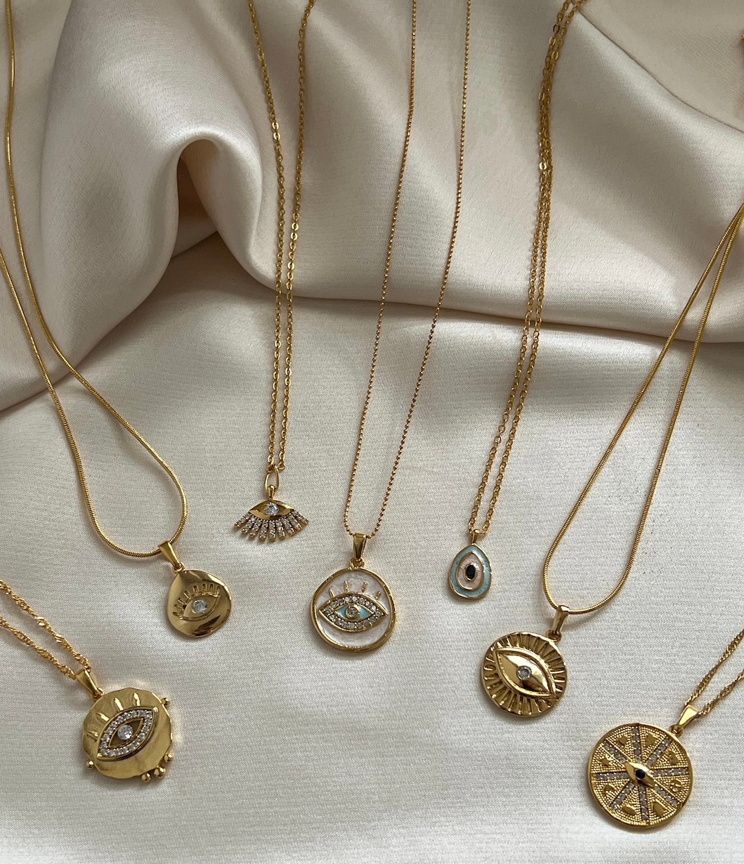 Evil Eye Charm Necklace, Layering Necklace, Protection Jewelry, Evil ...