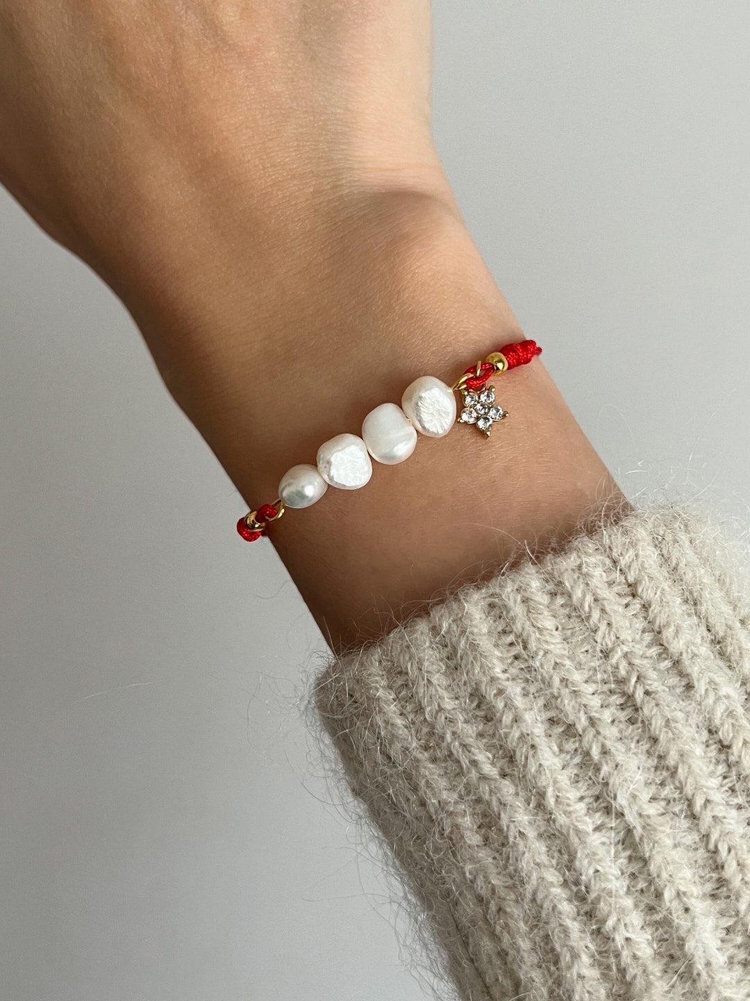 Red String Protection Bracelet, Pearl Red String Bracelet, Red String ...