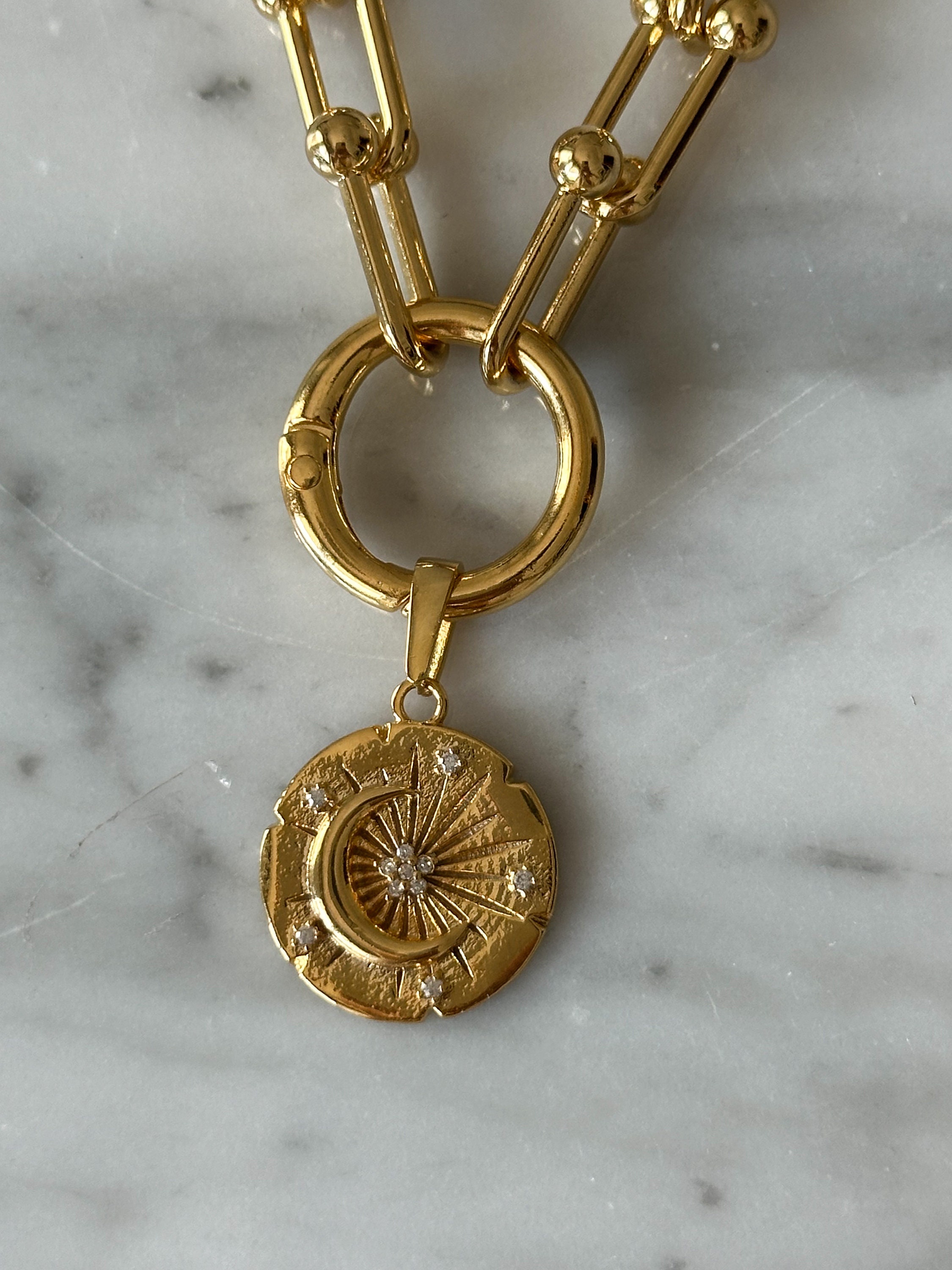 Chunky Horse Shoe Chain U Link Necklace, Lucky Charm With U Chain Link ...