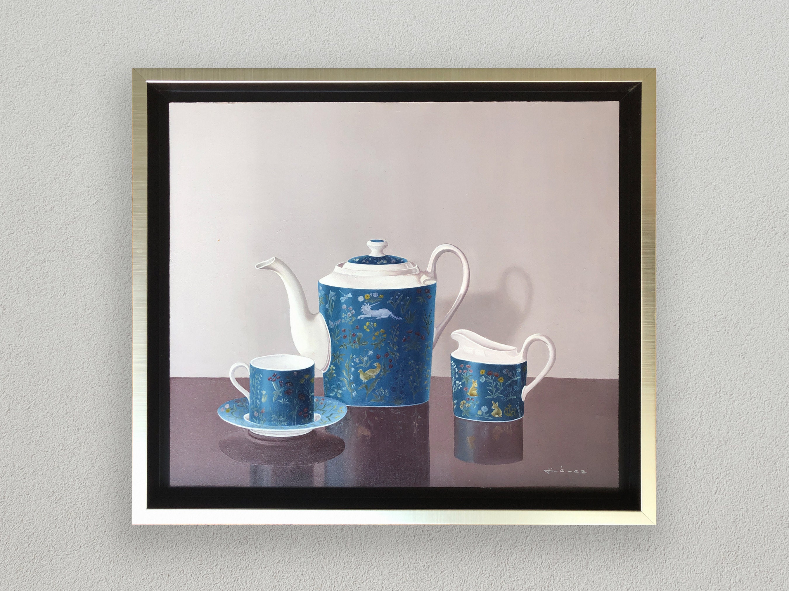 Tea Cup Wall Art, TEA SET PAINTING, Still Life Painting, Framed Tea Set ...