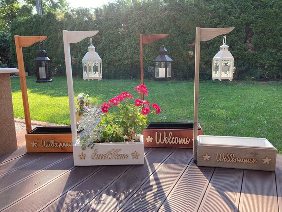 Welcome Planter Box Wooden Planter Box Garden Decoration - Etsy