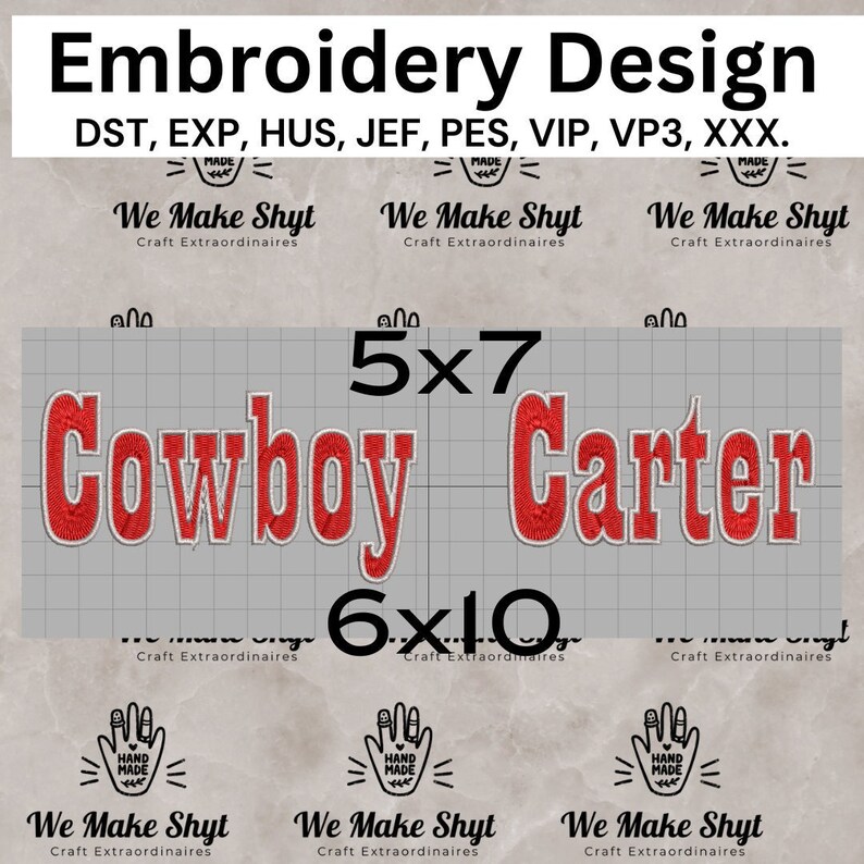 Cowboy Carter Inspired Embroidery Design 5x7 6x10 - Etsy