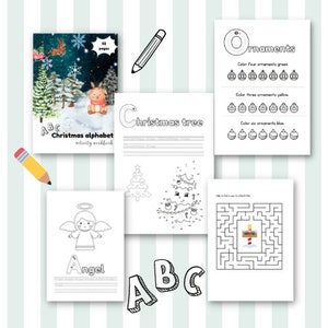 Christmas Themed Alphabet Printable Worksheet Handwriting - Etsy