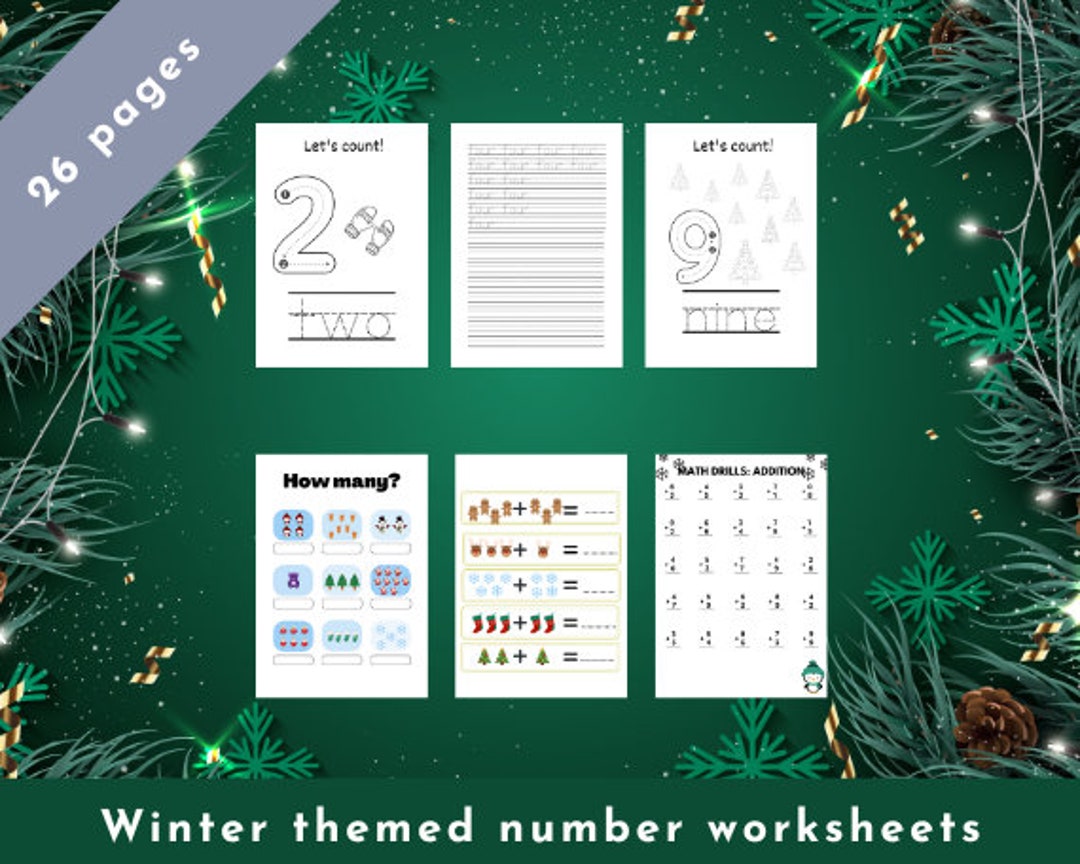 Christmas Themed Number Printable Worksheet | Handwriting Tracing and ...