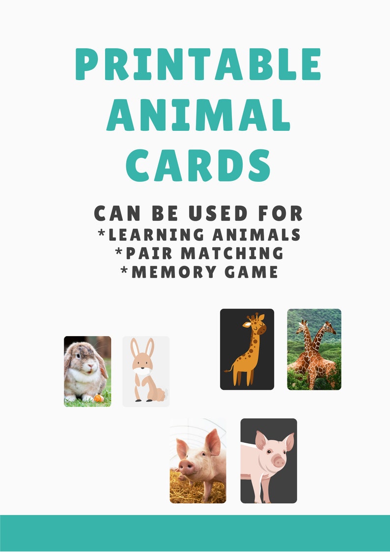 Printable Animal Cards Game - Etsy