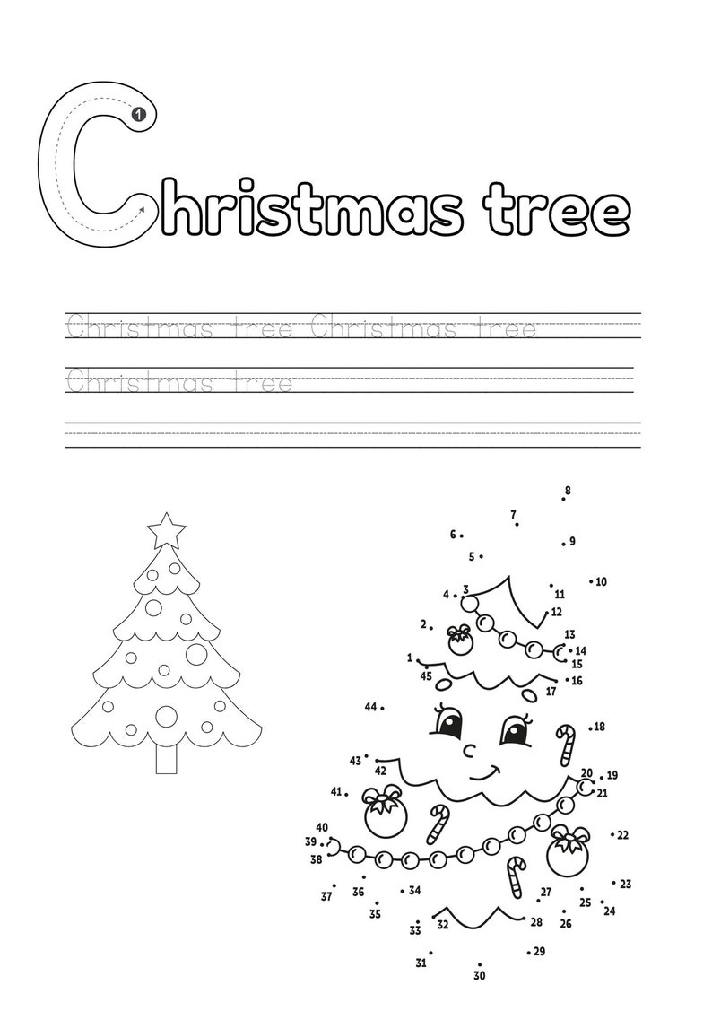 Christmas Themed Alphabet Printable Worksheet Handwriting - Etsy