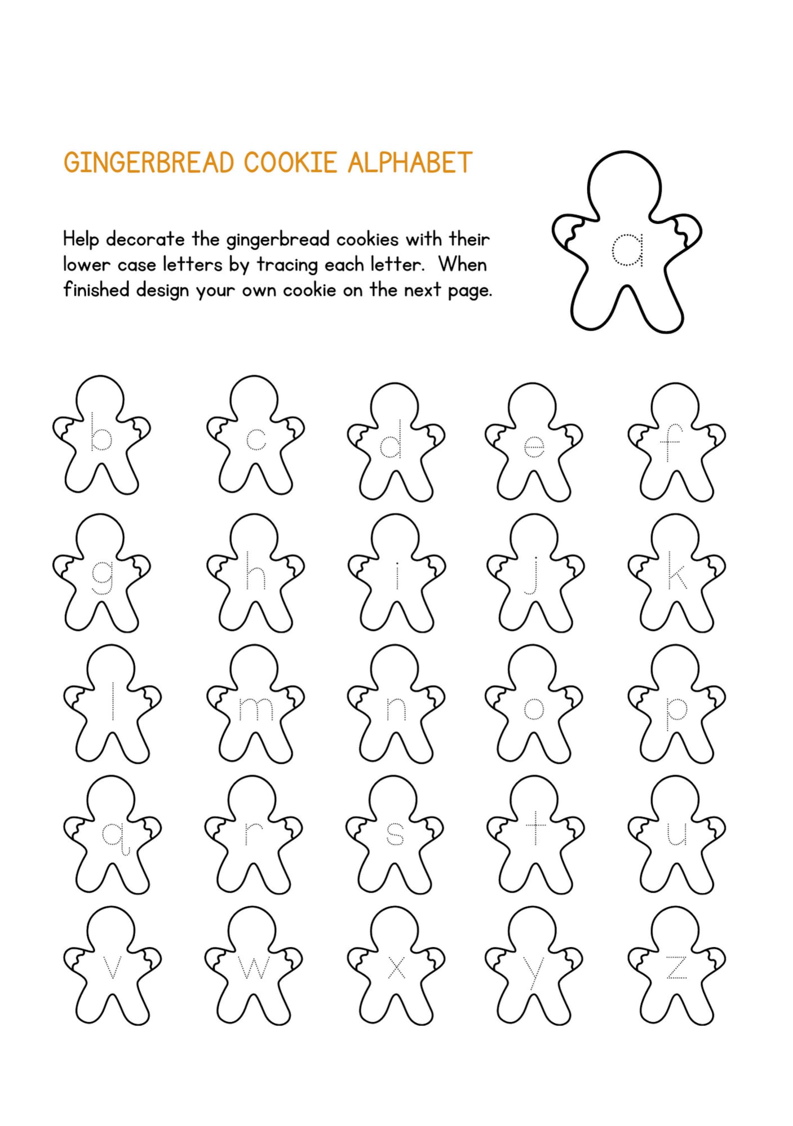 Christmas Themed Alphabet Printable Worksheet Handwriting - Etsy