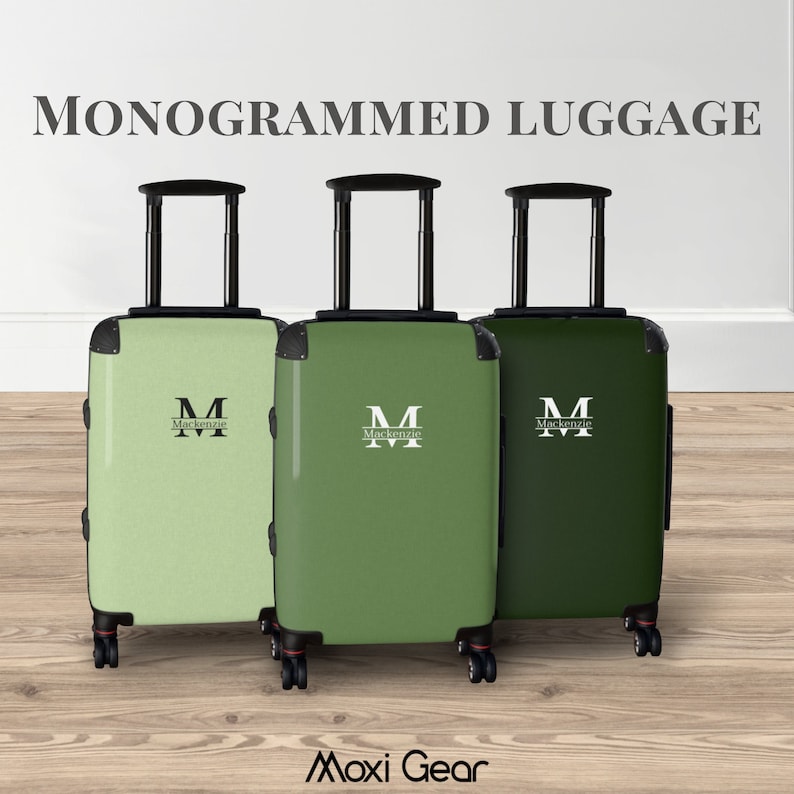 Monogrammed Luggage Green Custom Suitcase Personalize Suitcase With ...