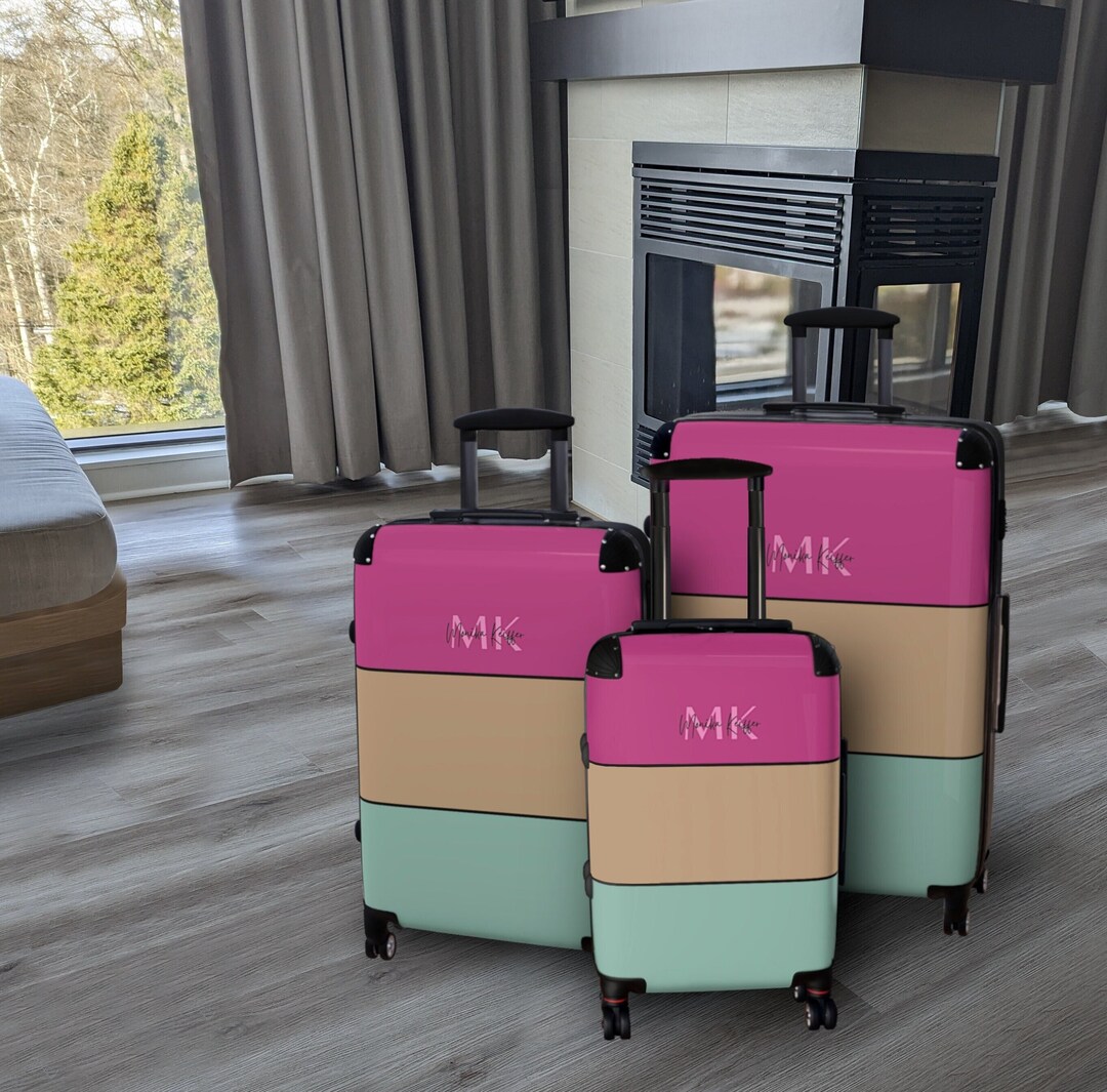 Monogrammed Suitcase With Custom Name Hard Luggage for Women 22 Inch ...