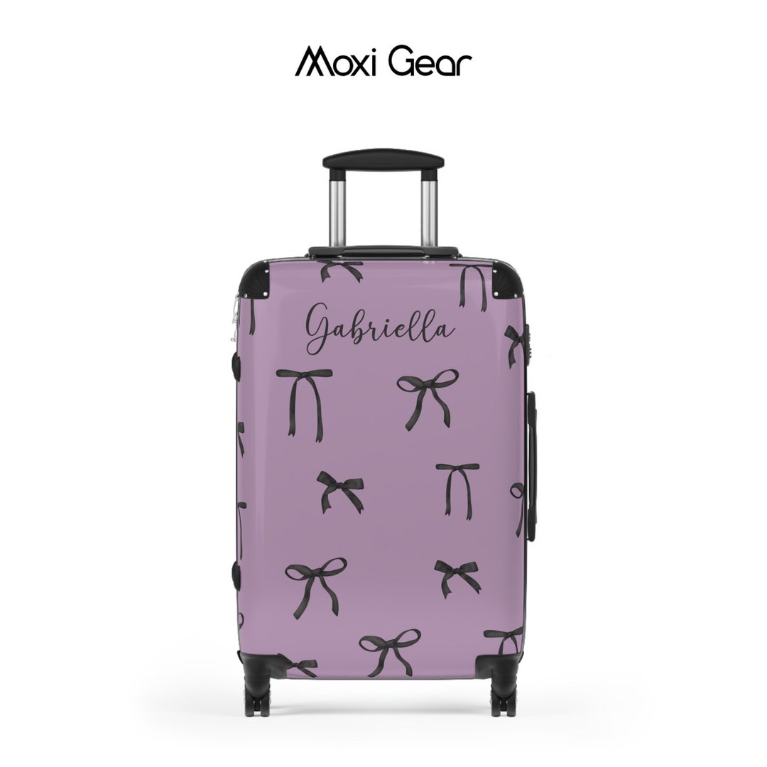 Personalized Luggage Purple Suitcase Coquette Bow, Female Traveler ...