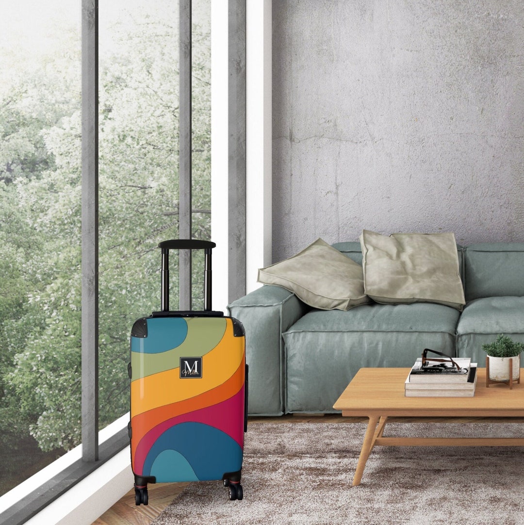 Custom Monogram Suitcase 1970s Retro Carry-on Luggage for Women Retro ...