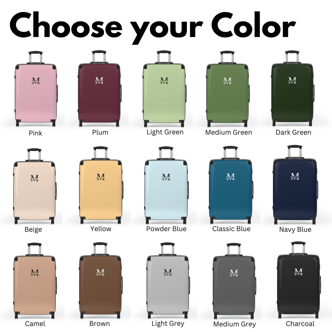 Monogrammed Luggage Green Custom Suitcase Personalize Suitcase With ...