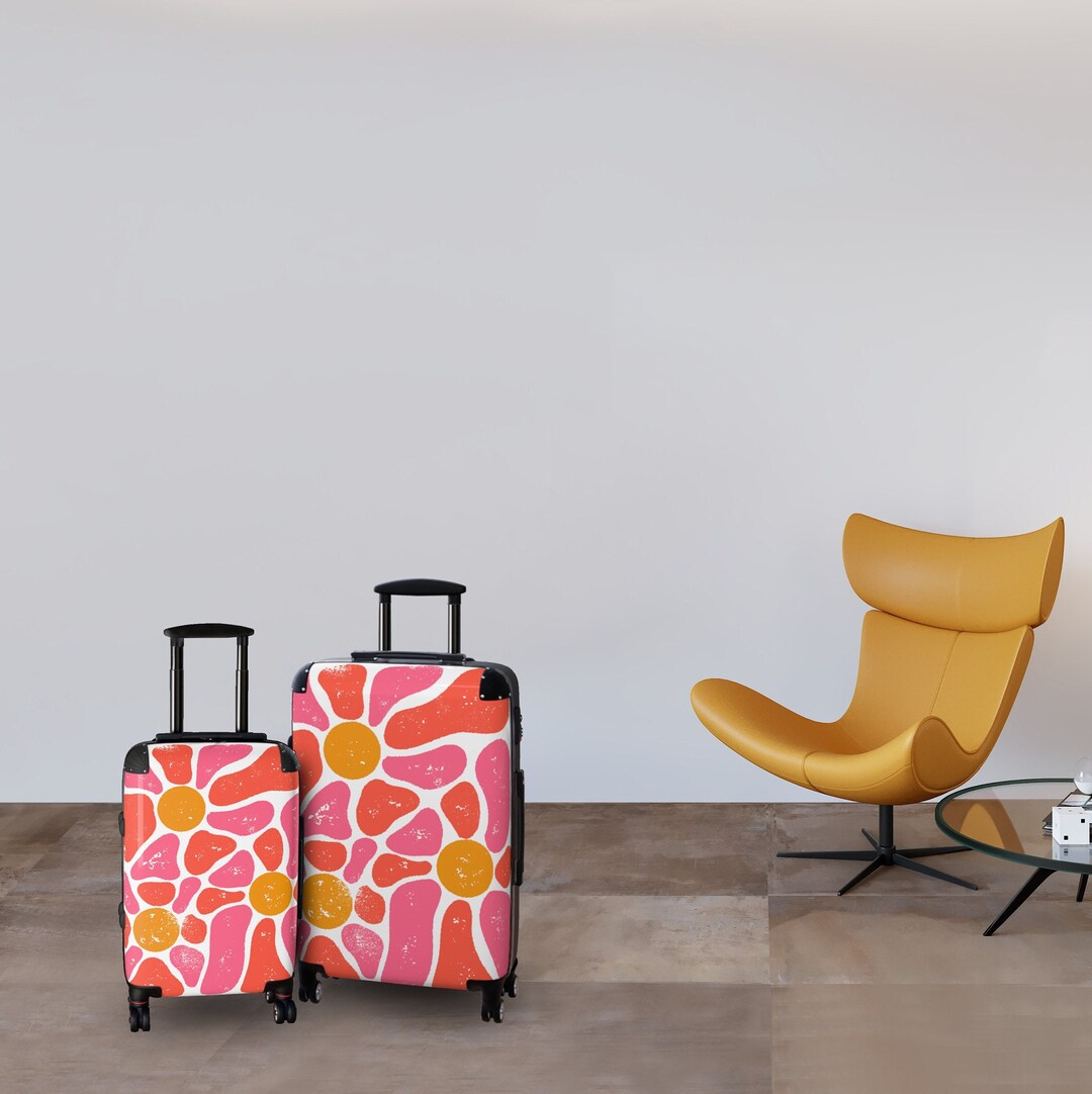 Retro Flower Power Luggage With Wheel Spinner Suitcase 1960s Vintage ...