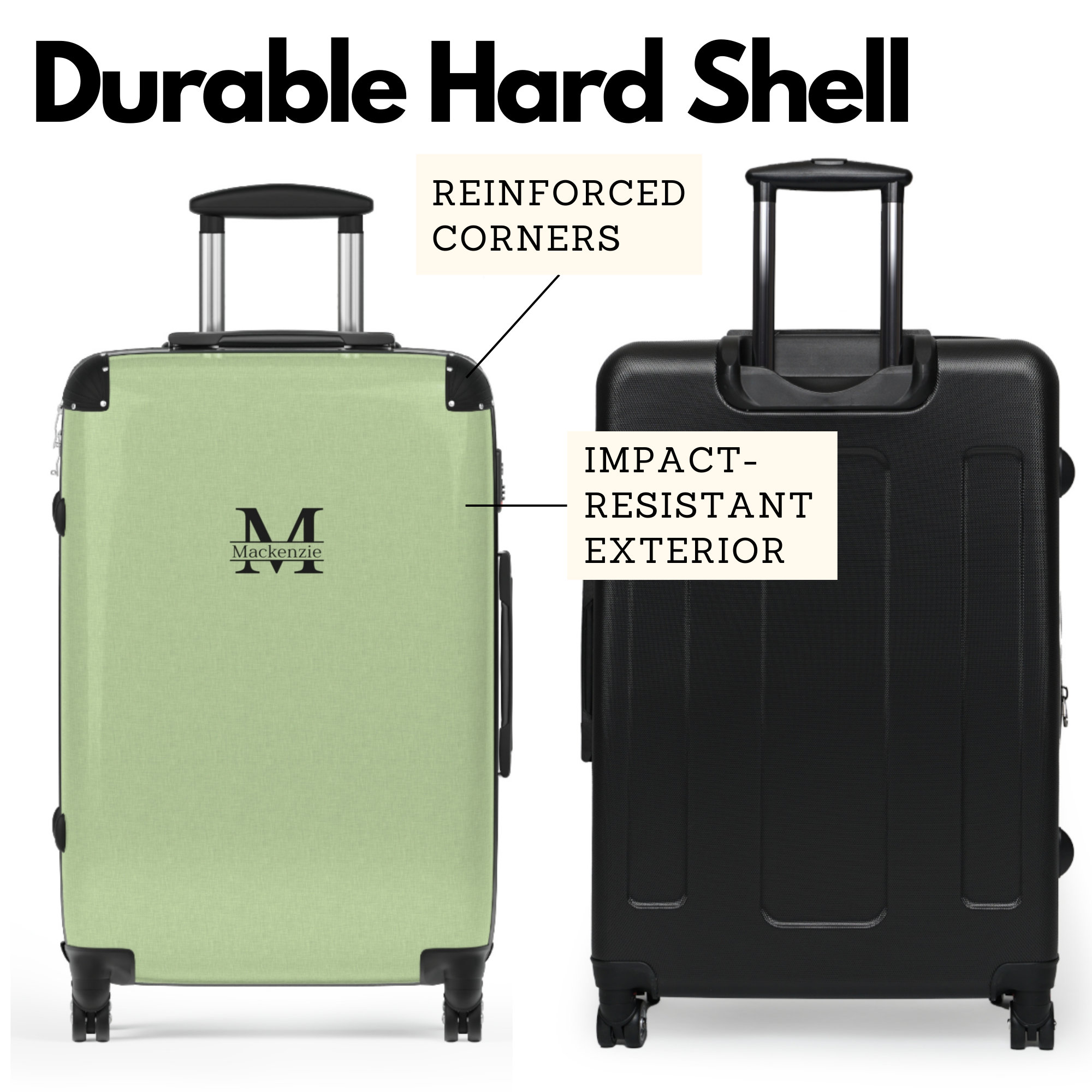 Monogrammed Luggage Green Custom Suitcase Personalize Suitcase With ...