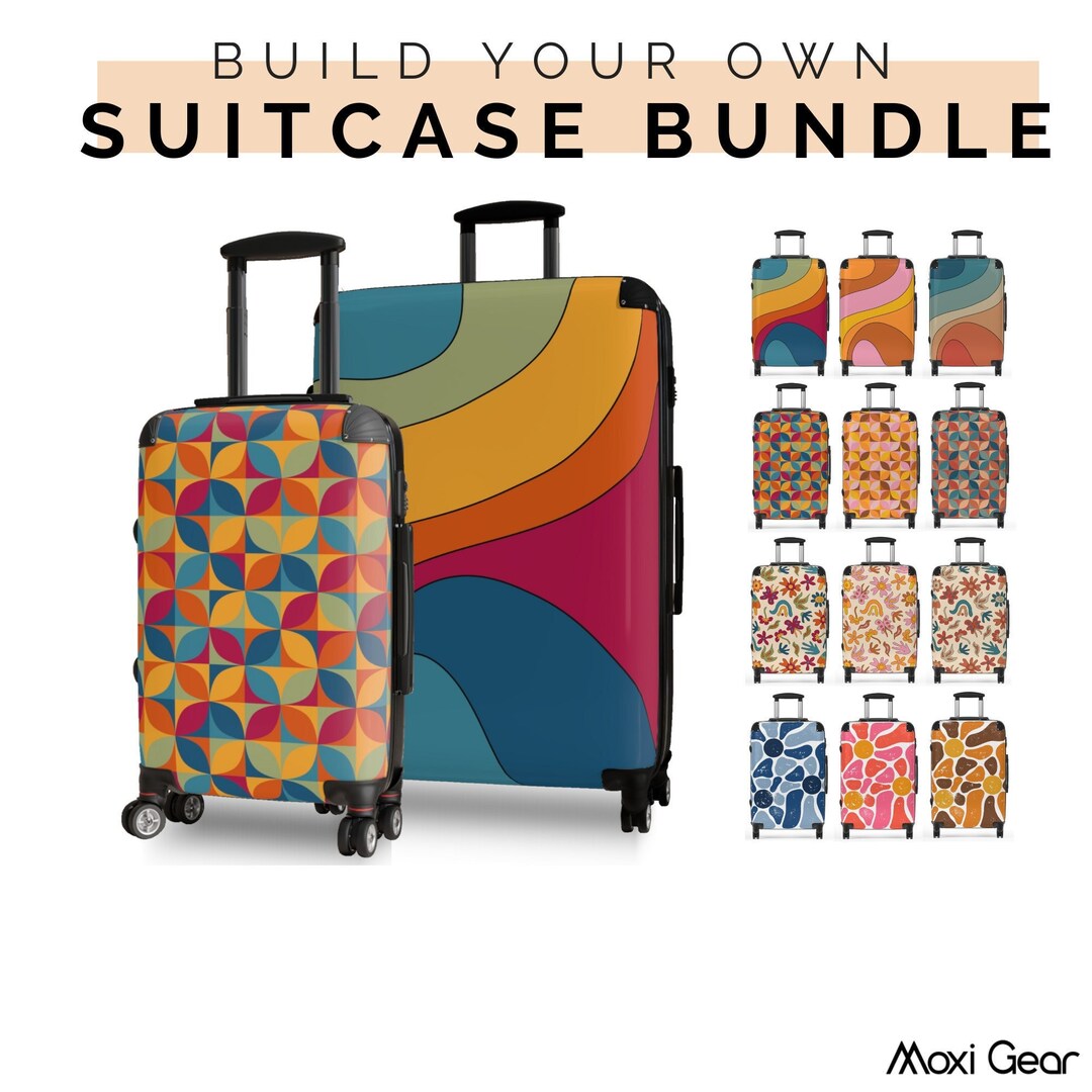 Custom Retro Luggage Set of 2 Suitcase Carry-on and Large Check Luggage ...