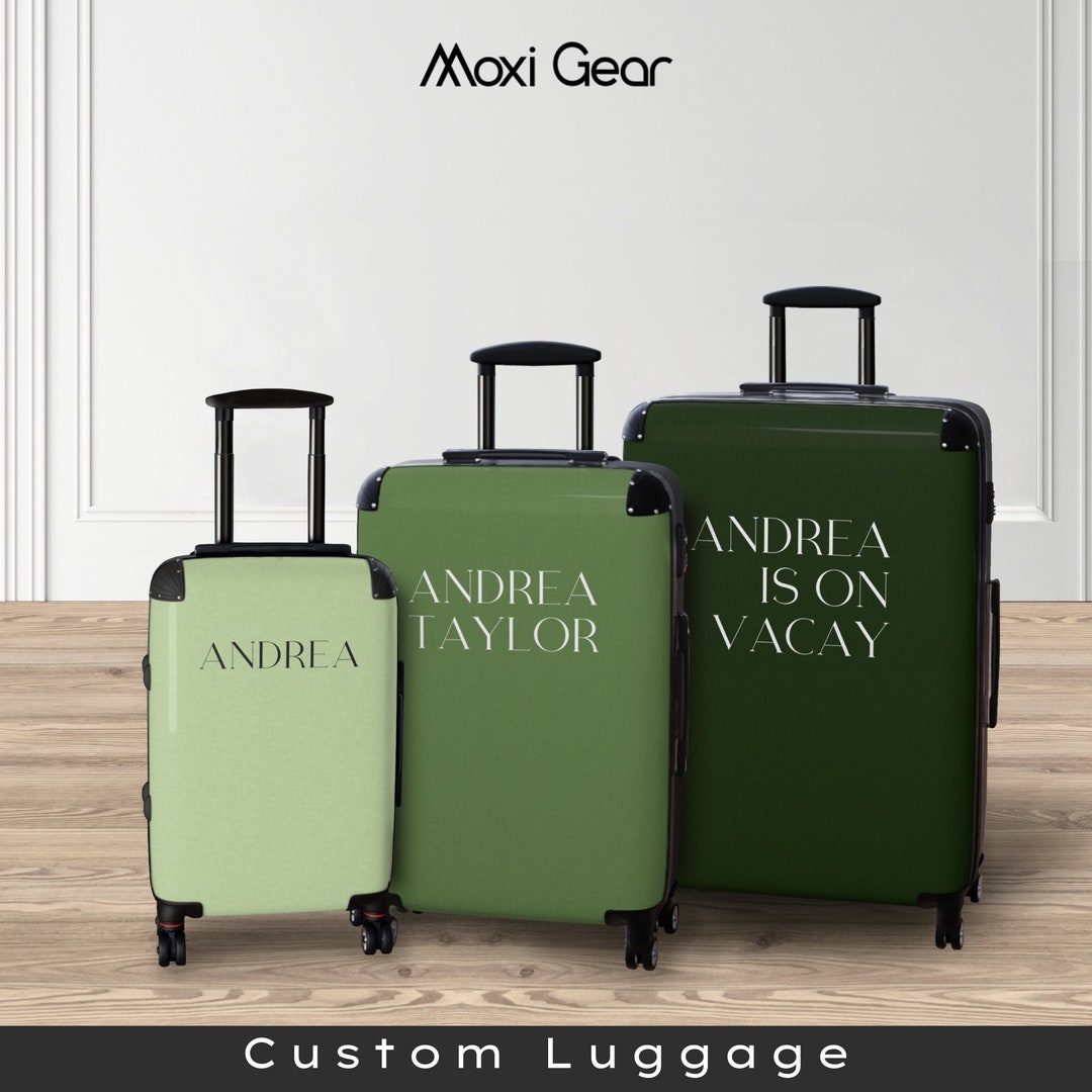 Personalized Hard Shell Suitcase Custom Luggage Set 4 Wheels Modern Travel Gift With Name Custom ...