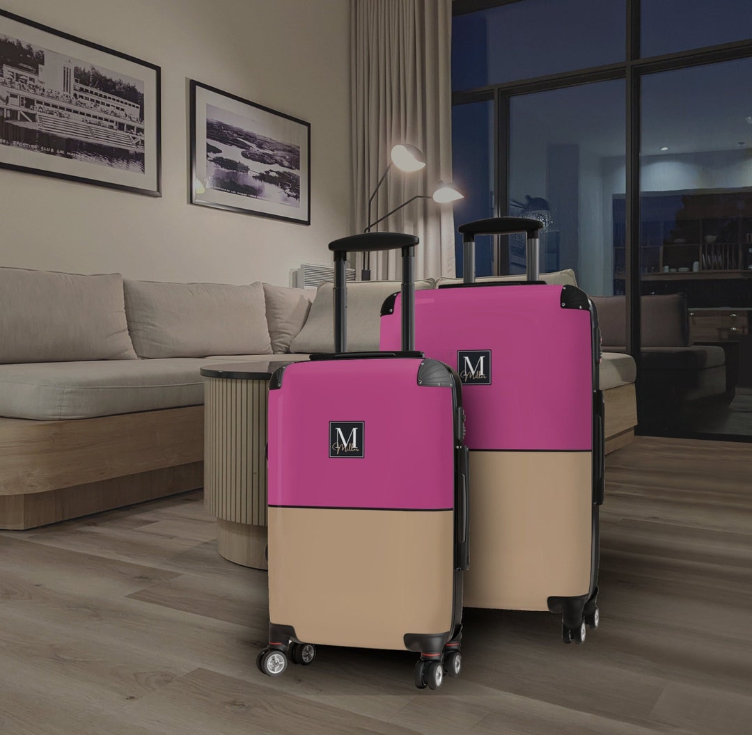 Custom Luggage With Monogram Suitcase Pink Carry-on Luggage Checked ...