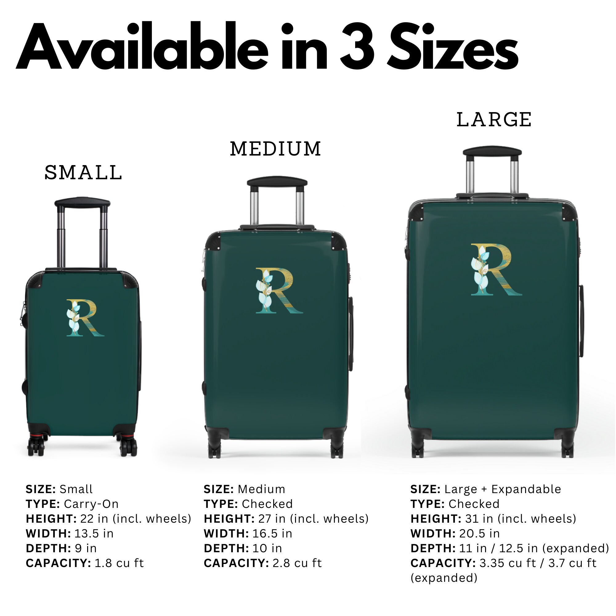 Personalized Luggage With Monogram Custom Suitcase With Wheel ...