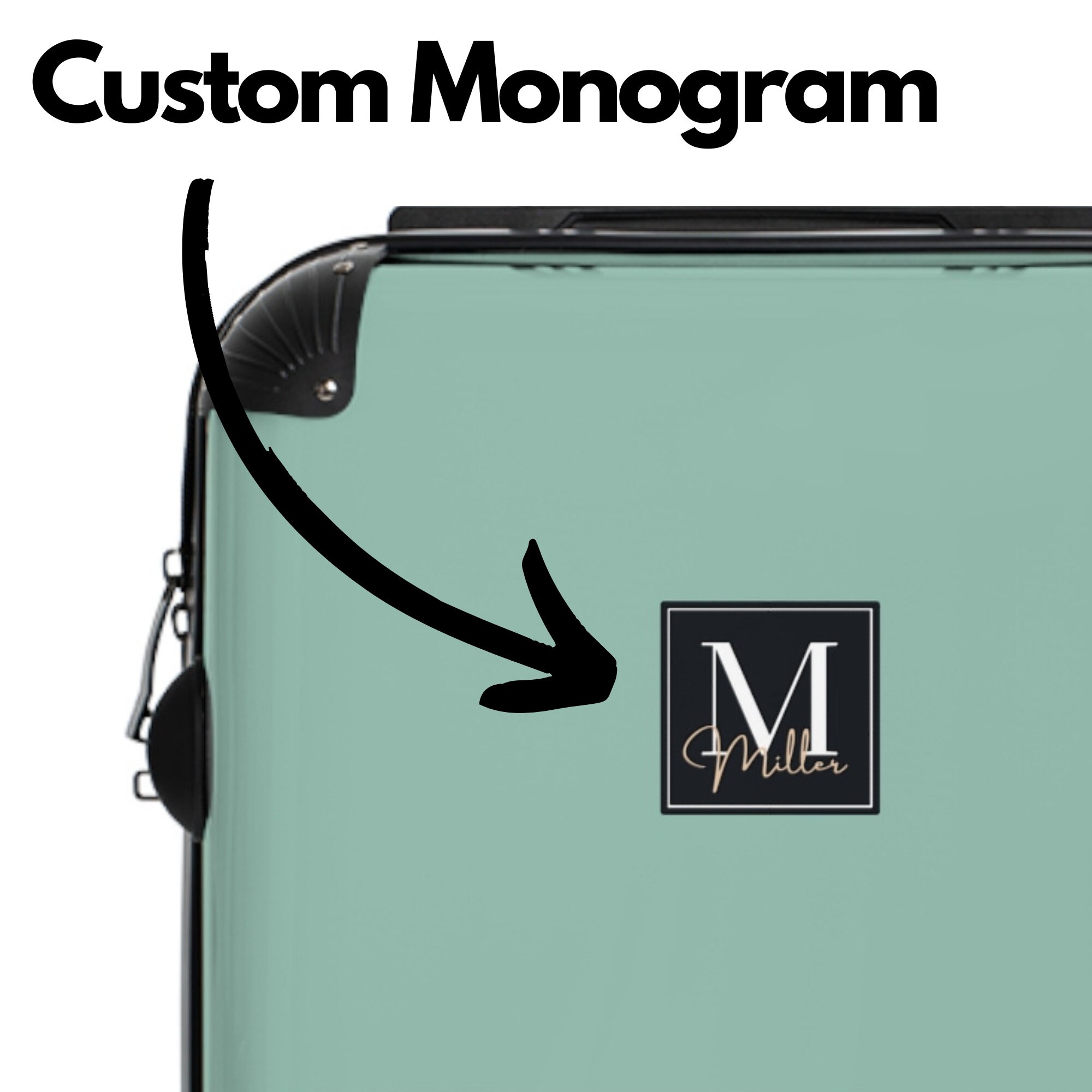 Monogrammed Hard Side Luggage With Wheels Spinner Suitcase - Etsy