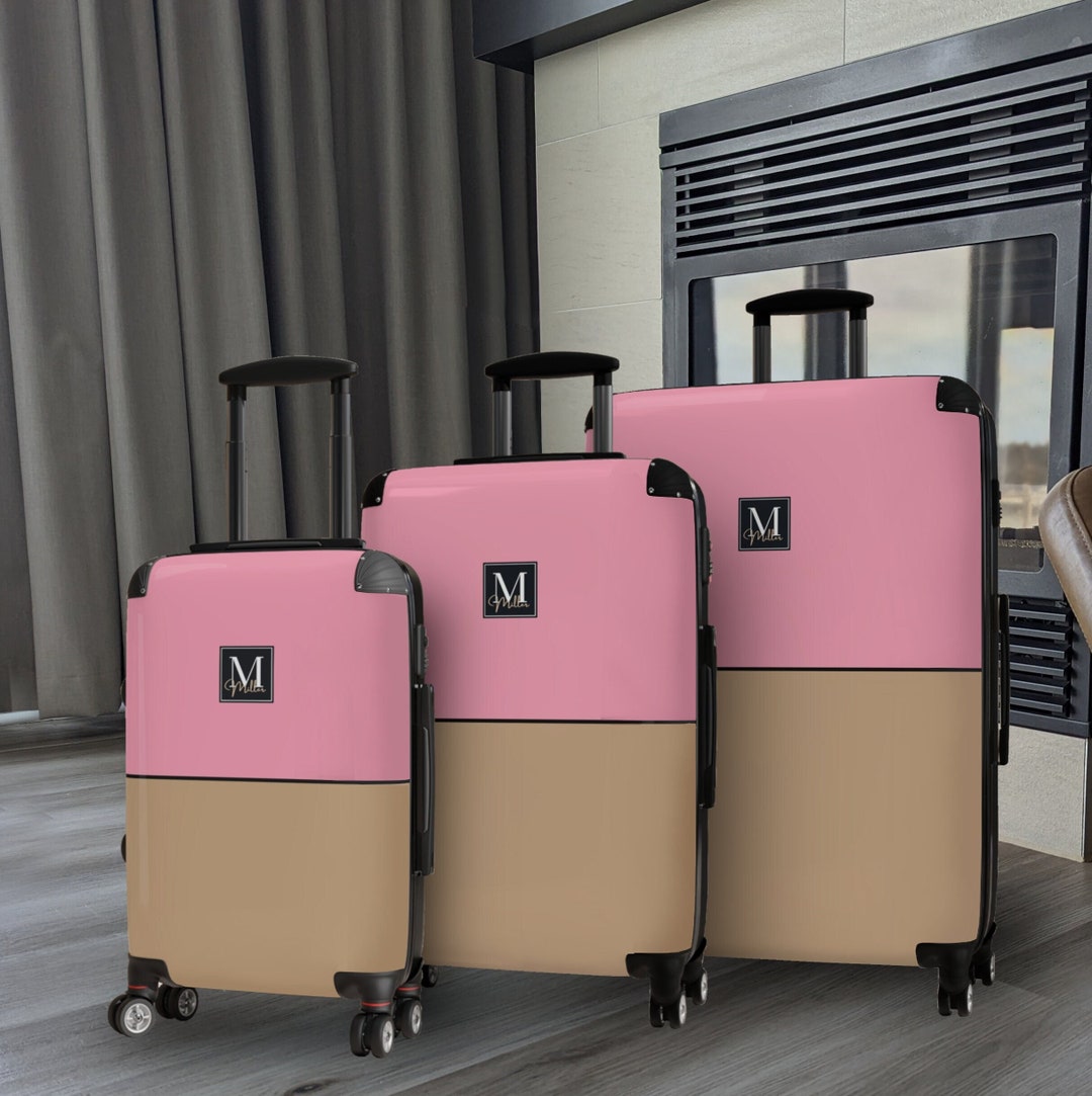 Pink Monogram Luggage With Wheels Custom Luggage for Women ...