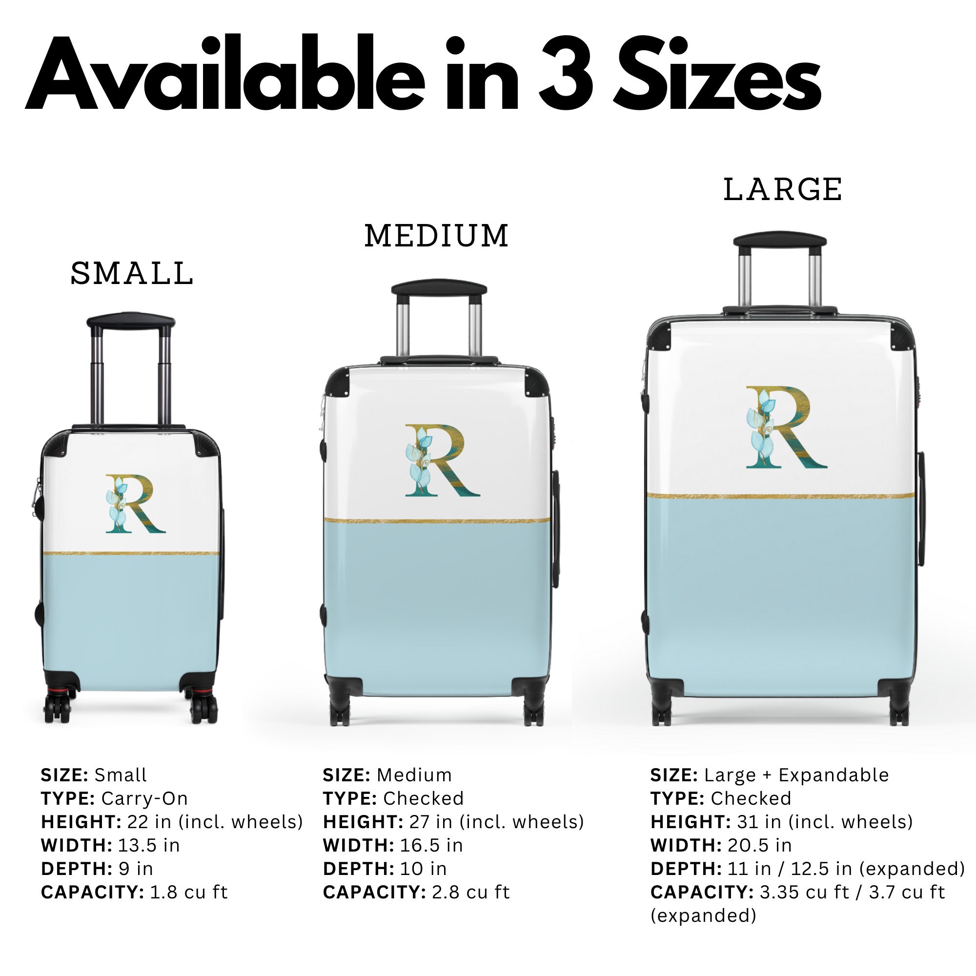 Personalized Suitcase With Monogram Custom Luggage Spinner Wheel ...