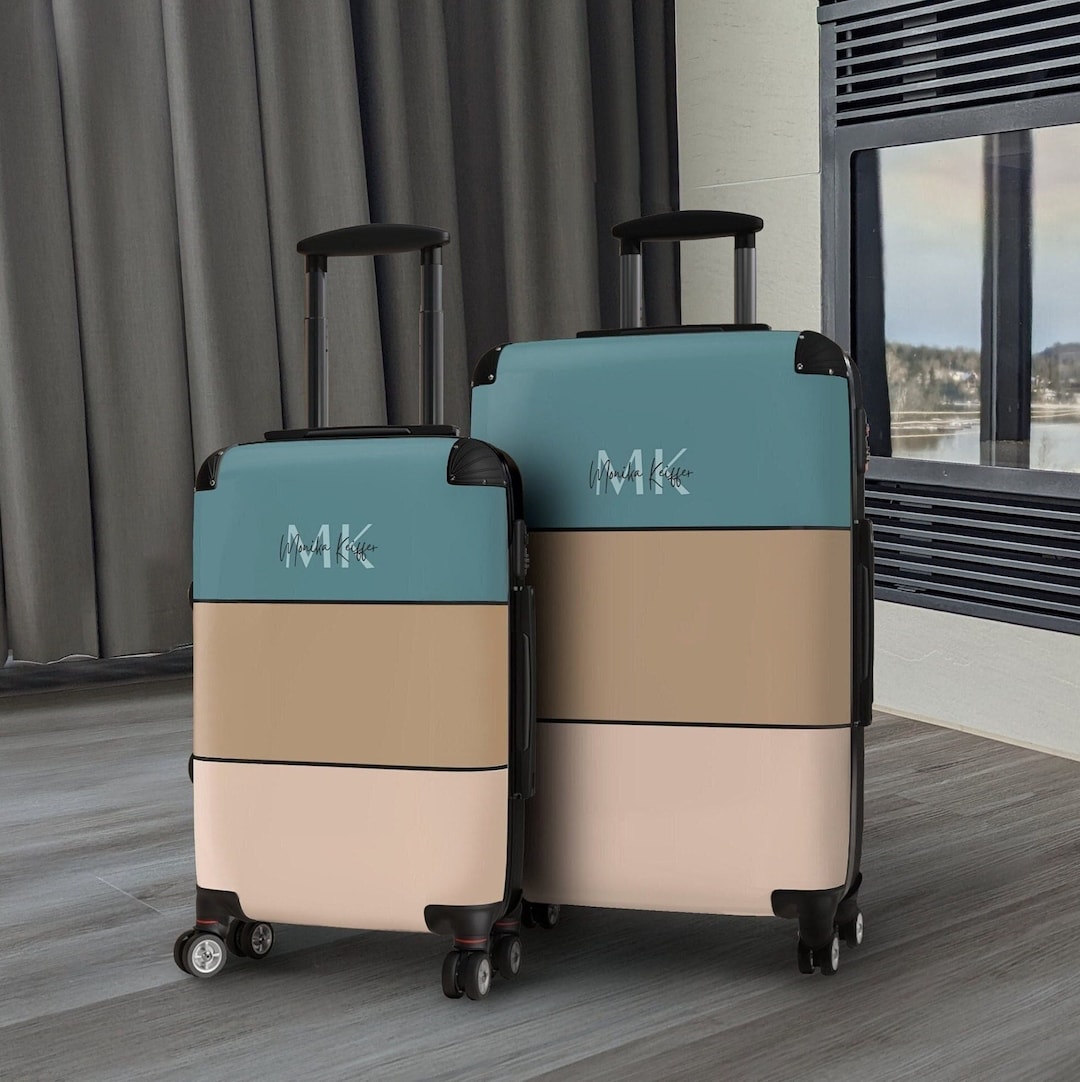 Custom Name Suitcase With Wheel Rolling Luggage for Couple Personalized ...
