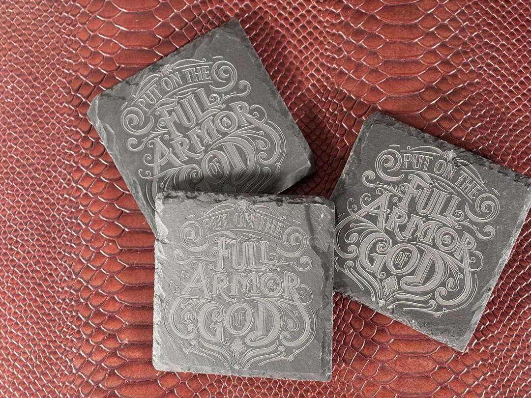 Engraved Slate Coaster Set: Full Armor of God Christian Gift - Etsy