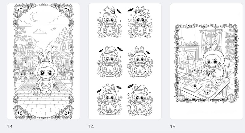 Halloween Lafufu Coloring Book | 14 Printable Cute Spooky Lafufu Pages ...