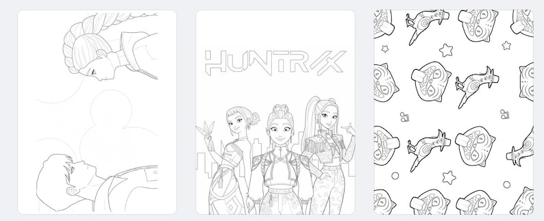 Huntrix K-pop Demon Hunters Coloring Book - 20 Printable PDF Pages ...