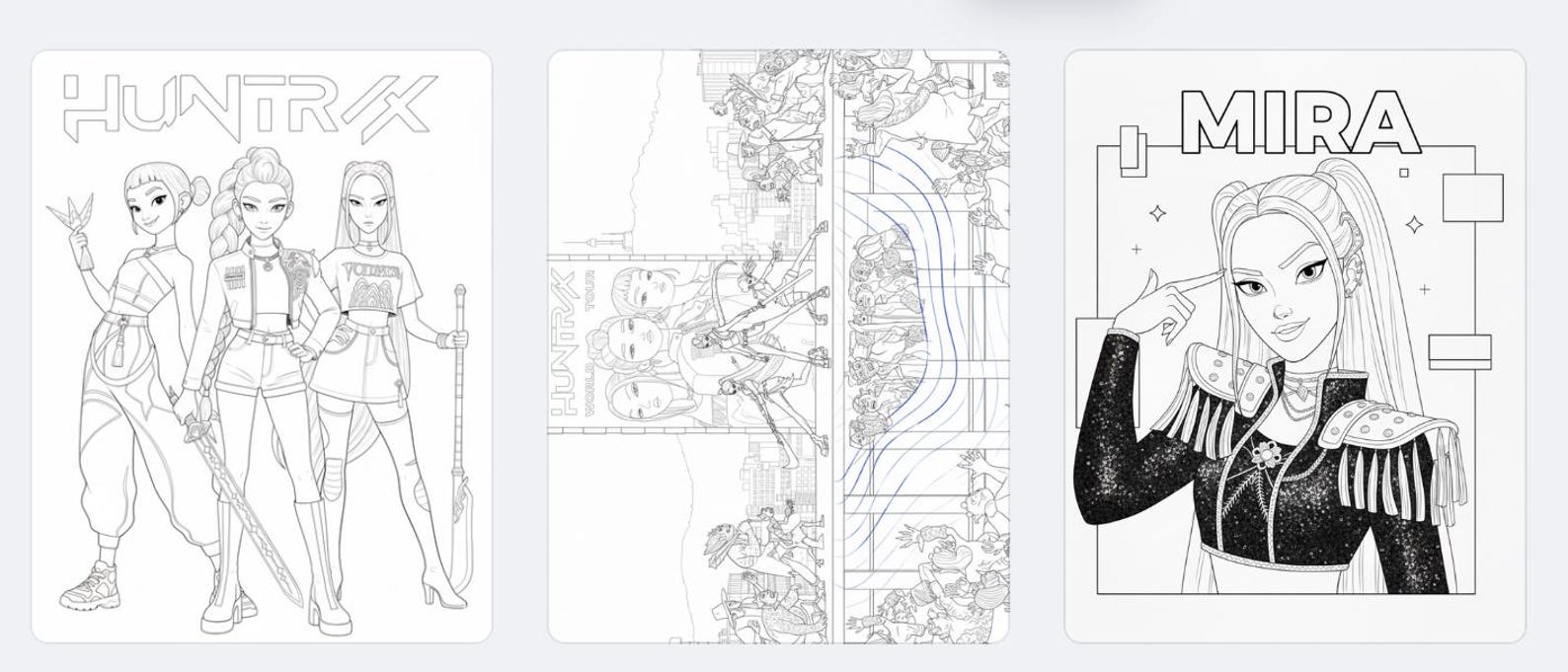 Huntrix K-pop Demon Hunters Coloring Book - 20 Printable PDF Pages ...